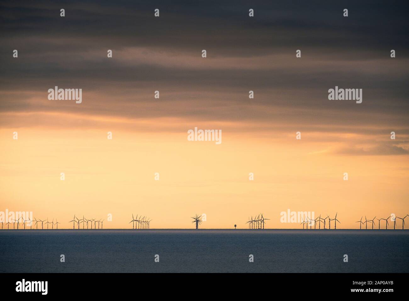 An offshore wind farm situated off the North Norfolk Coast Stock Photo ...