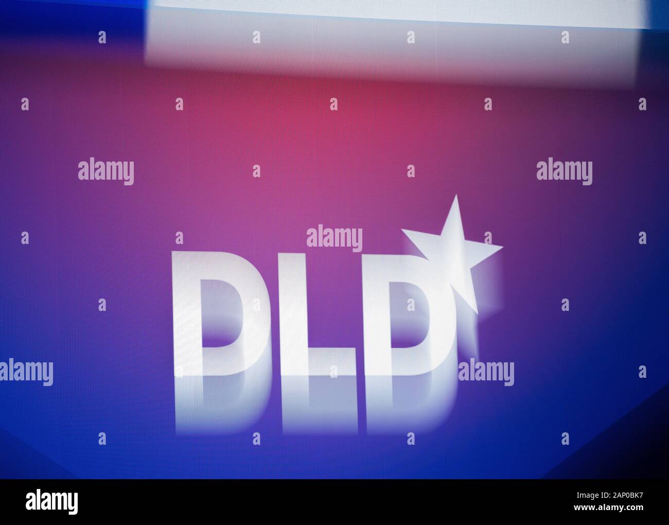 Munich, Germany. 20th Jan, 2020. The logo of the DLD can be seen on ...