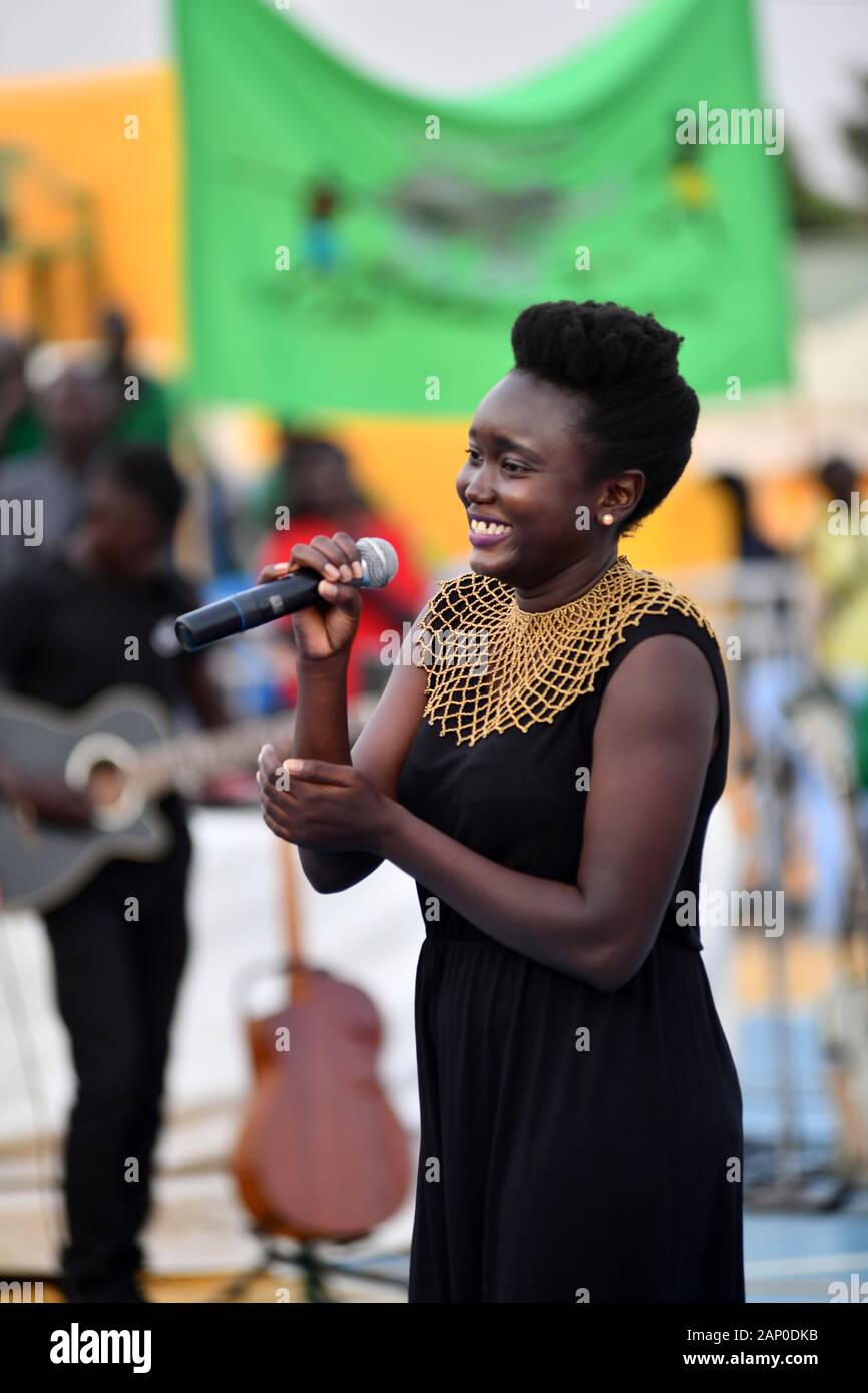 The South Sudanese singer and songwriter Yanas during her performance ...