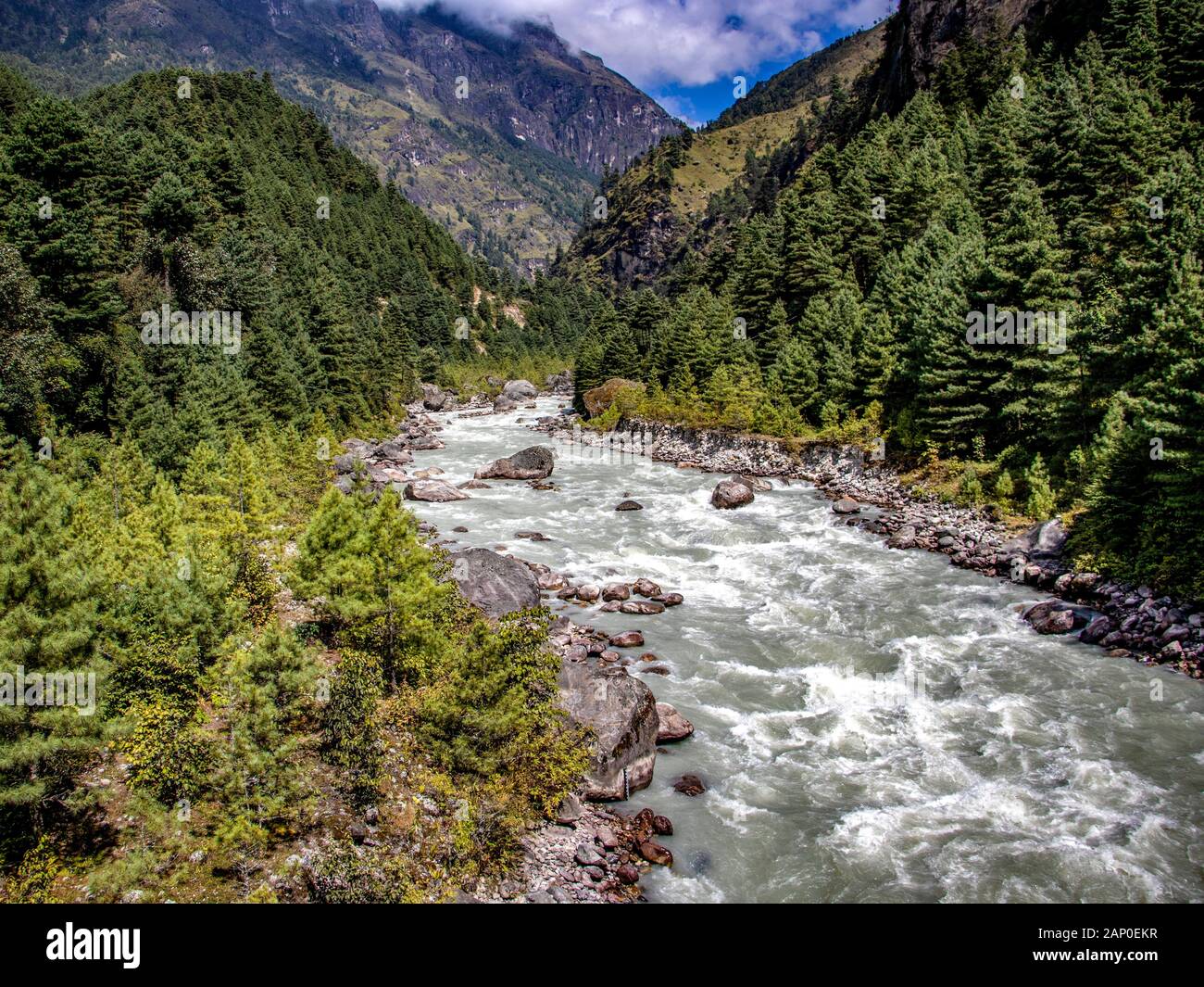 Mountain river in the Himalaya area in Nepal Stock Photo - Alamy