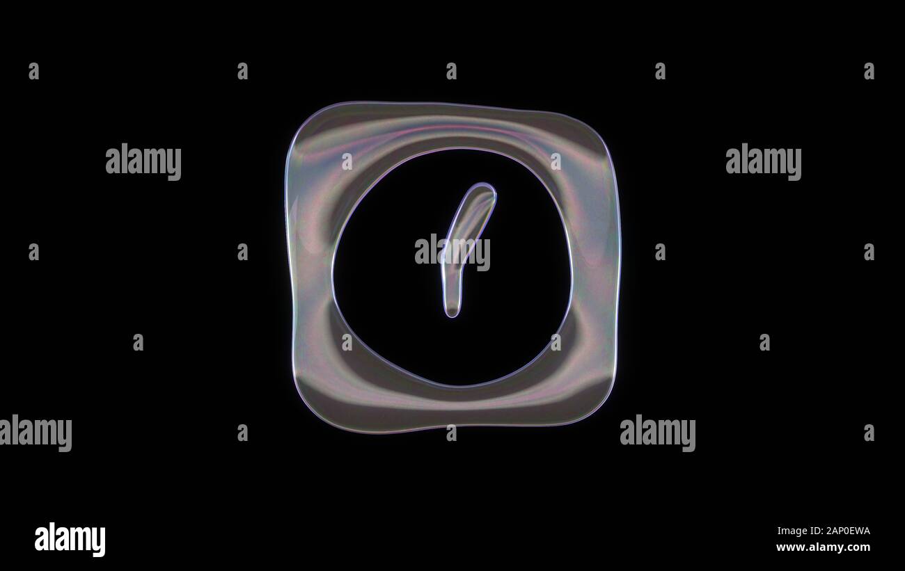 3D rendering of distorted transparent soap bubble in shape of symbol of ...