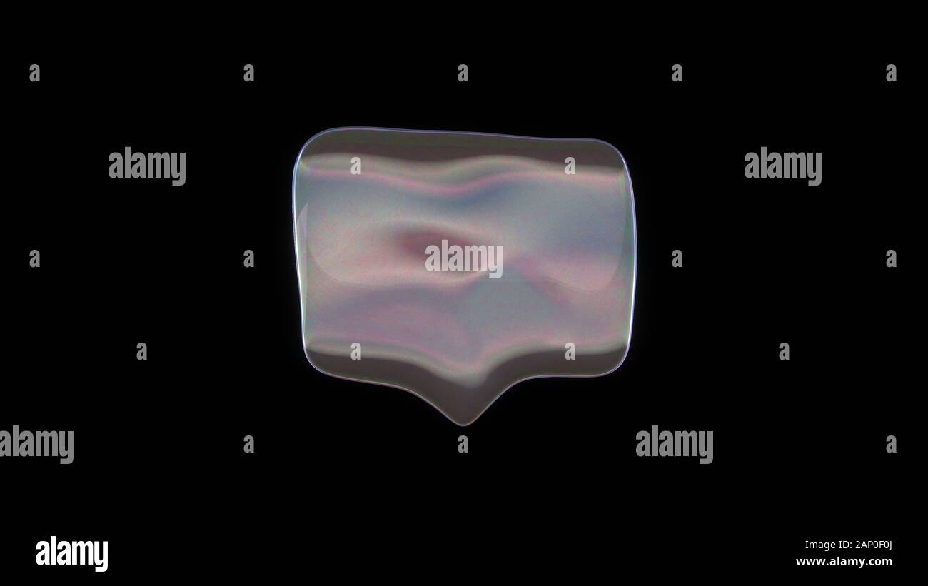 3D rendering of distorted transparent soap bubble in shape of symbol of ...