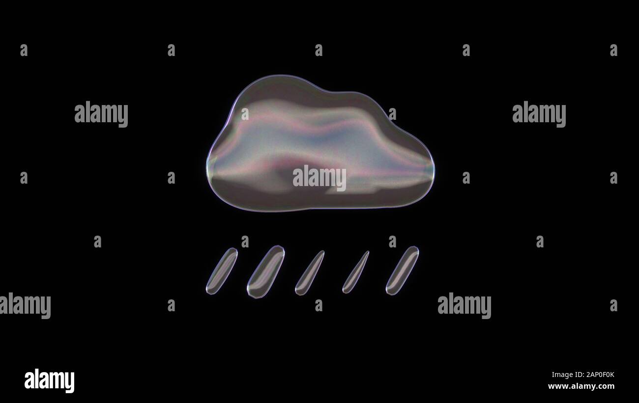 3D rendering of distorted transparent soap bubble in shape of symbol of ...