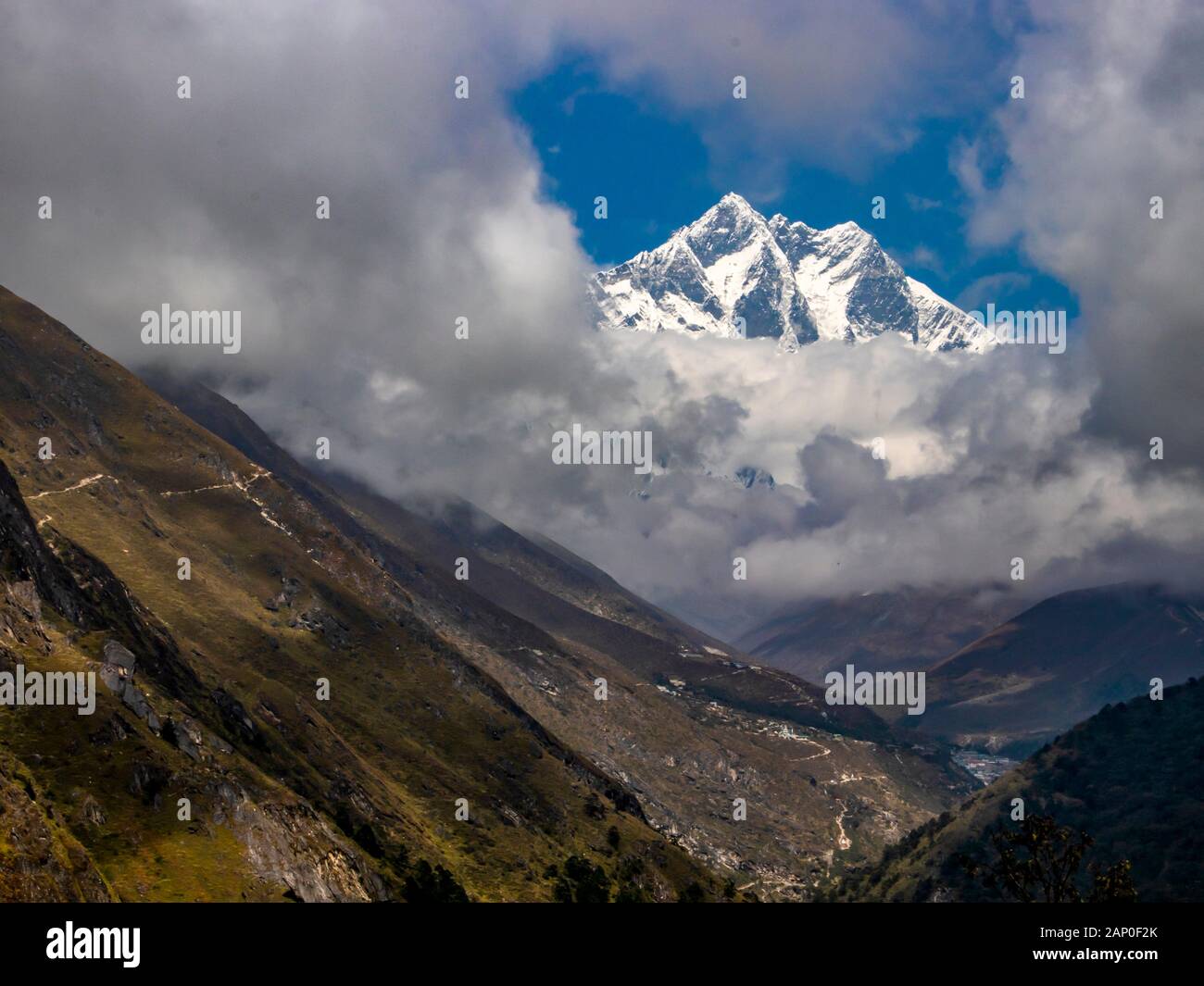 Valley and Mountains in the Himalayan area in Nepal Stock Photo - Alamy
