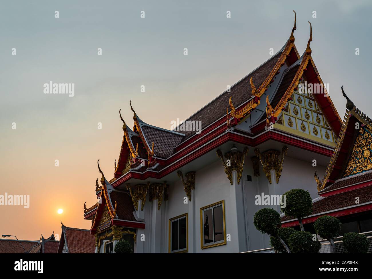 The roof of temple at sunset Stock Photo - Alamy
