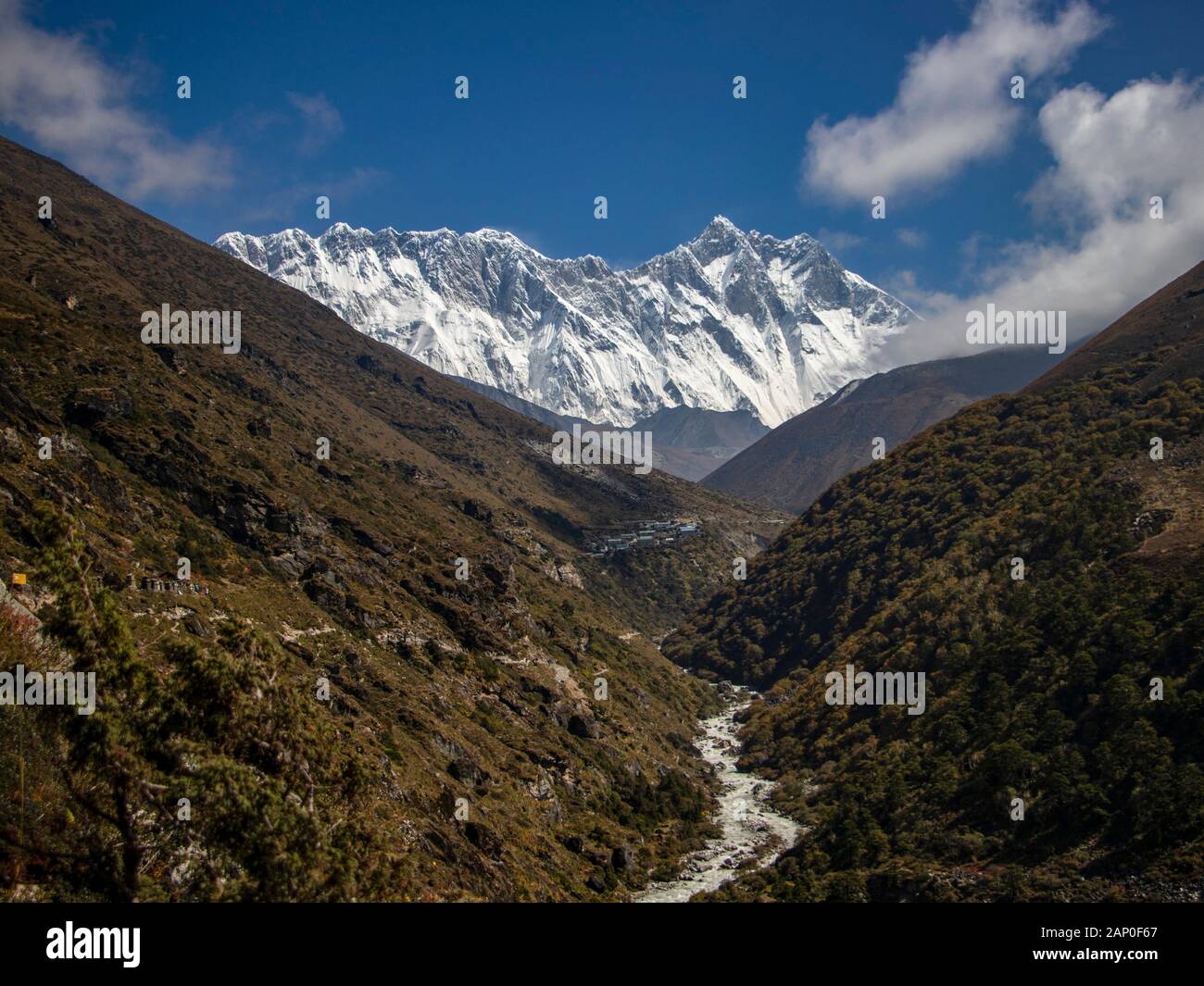 Valley and Mountains in the Himalayan area in Nepal Stock Photo - Alamy