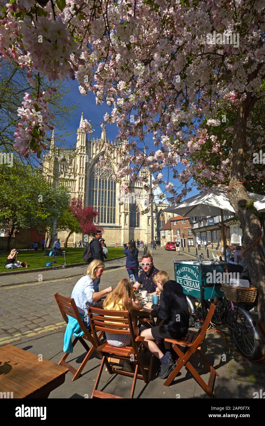 Springtime scene outside York Minster in North Yorkshire Stock Photo ...