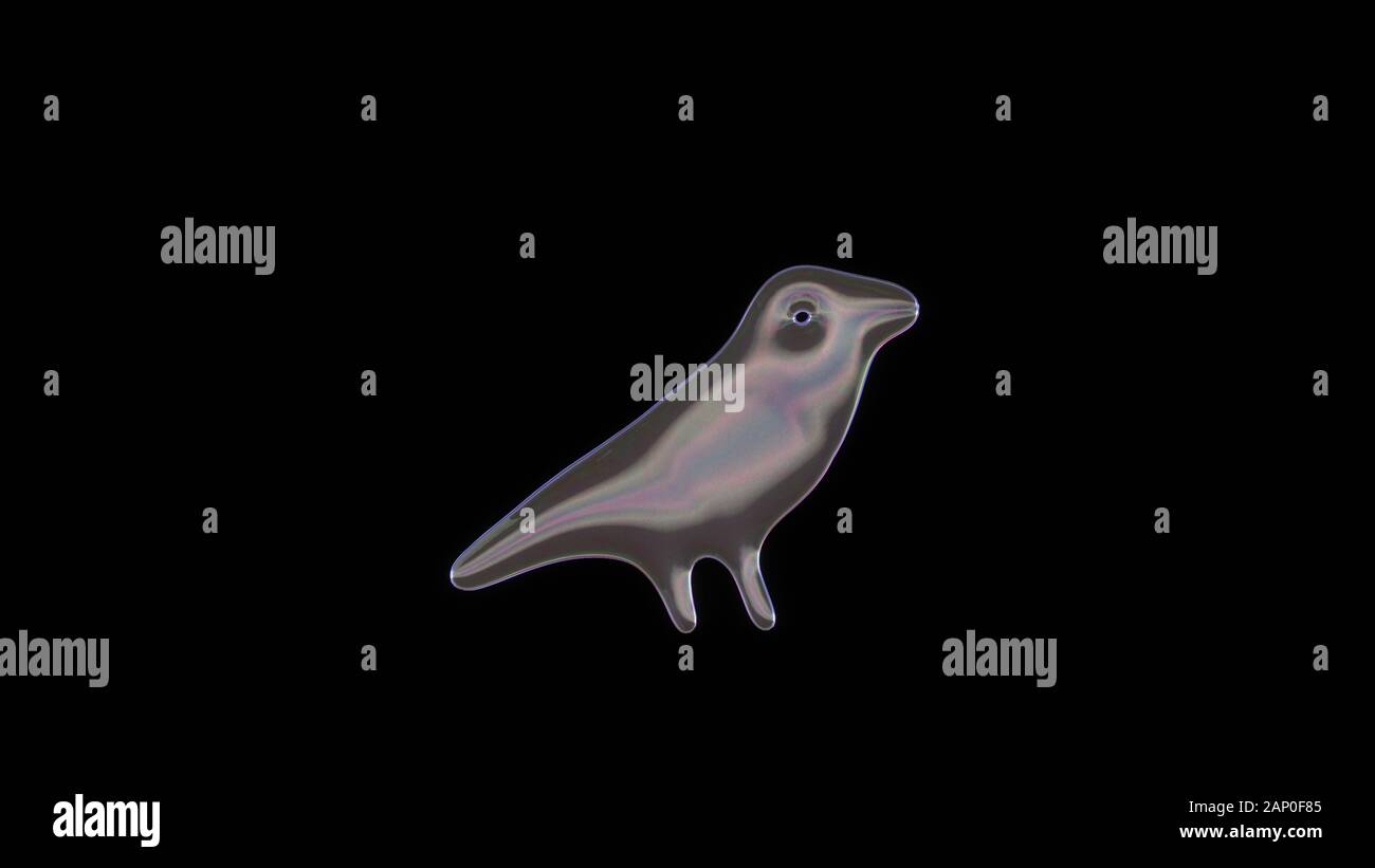 3D rendering of distorted transparent soap bubble in shape of symbol of ...