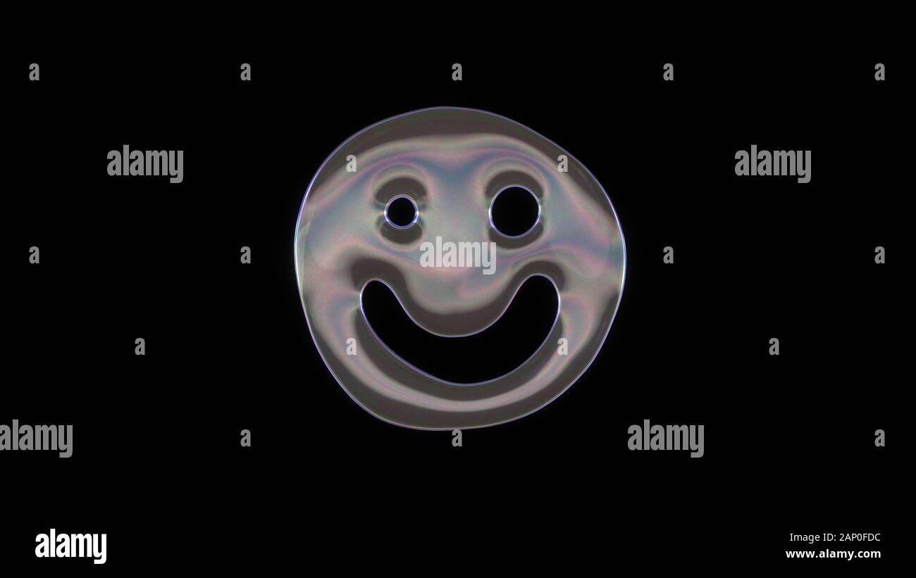 3D rendering of distorted transparent soap bubble in shape of symbol of ...