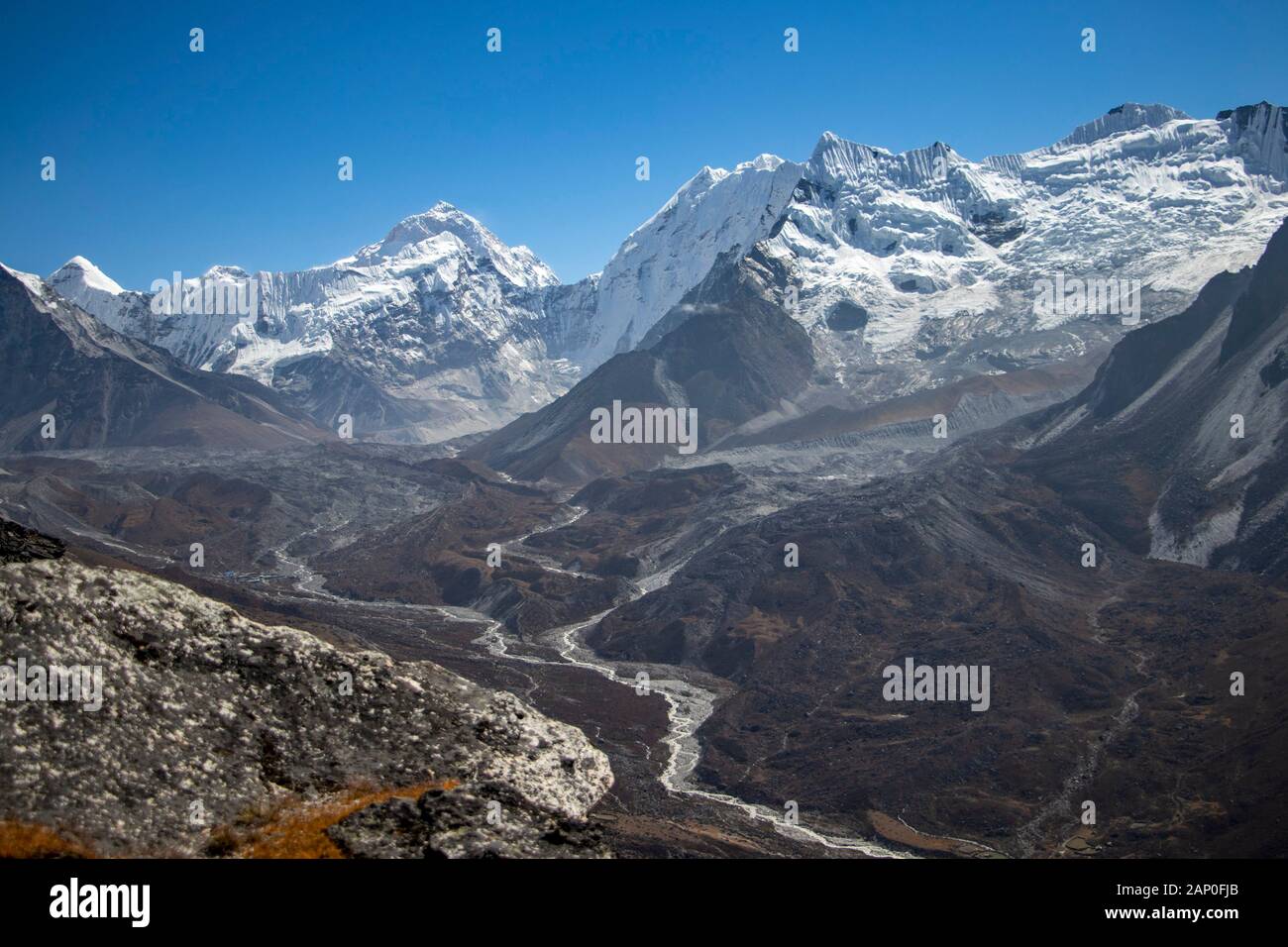 Valley and Mountains in the Himalayan area in Nepal Stock Photo - Alamy