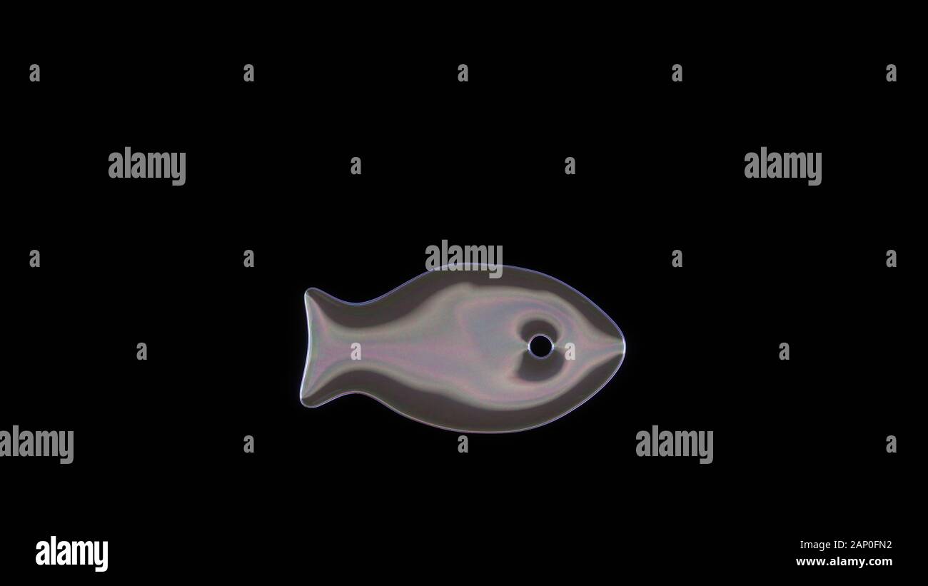 3D rendering of distorted transparent soap bubble in shape of symbol of ...