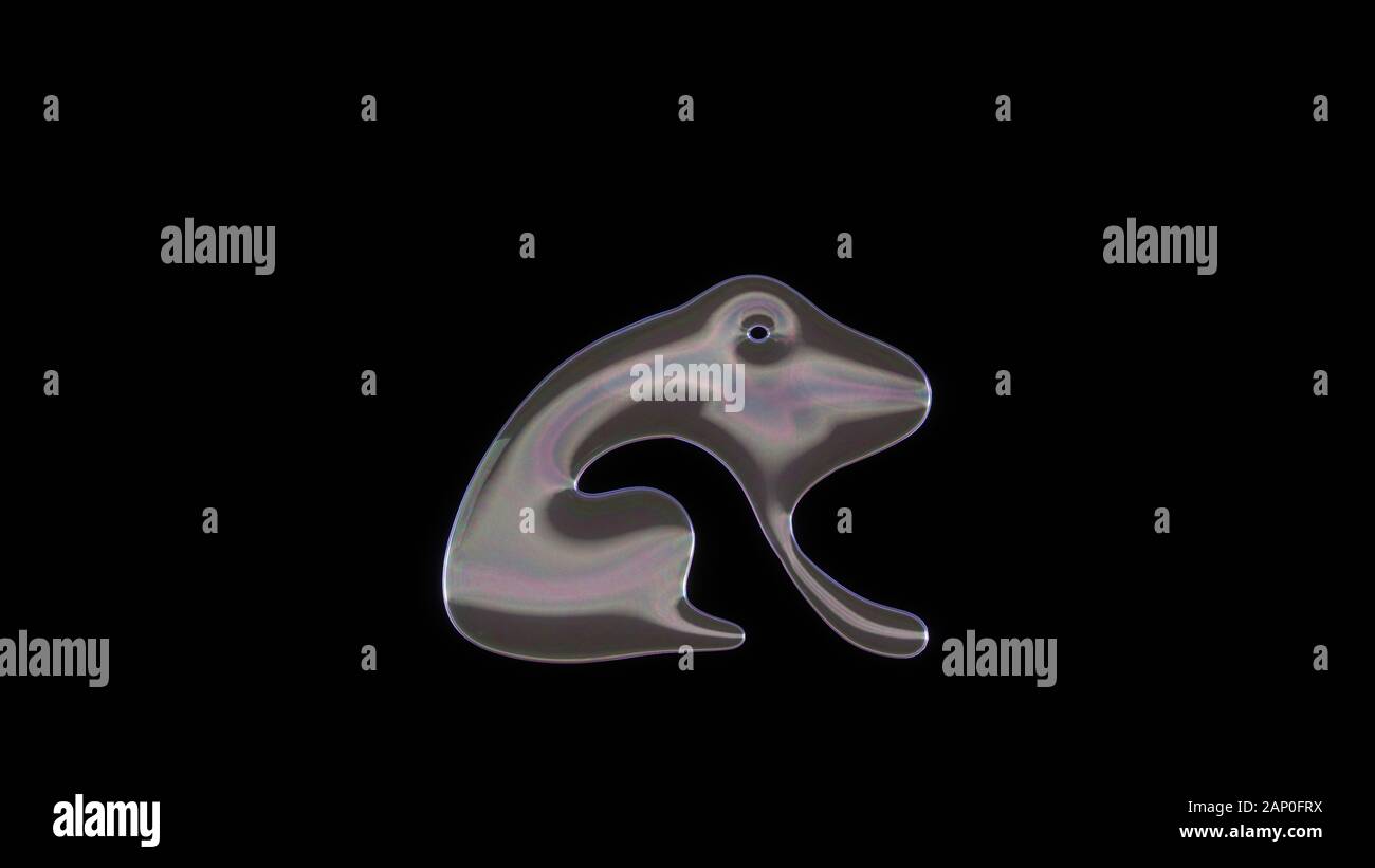 3D rendering of distorted transparent soap bubble in shape of symbol of ...