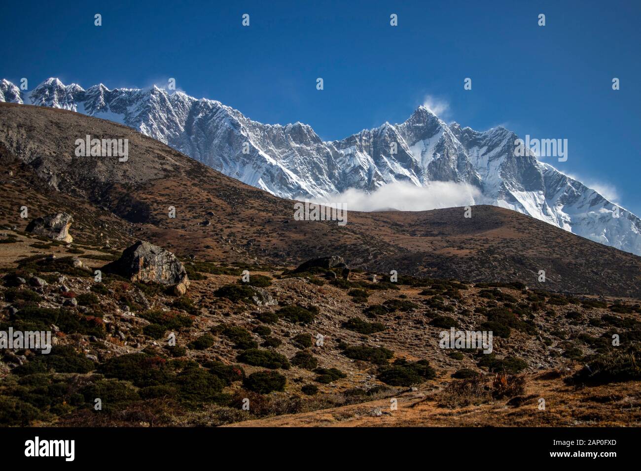 Valley and Mountains in the Himalayan area in Nepal Stock Photo - Alamy