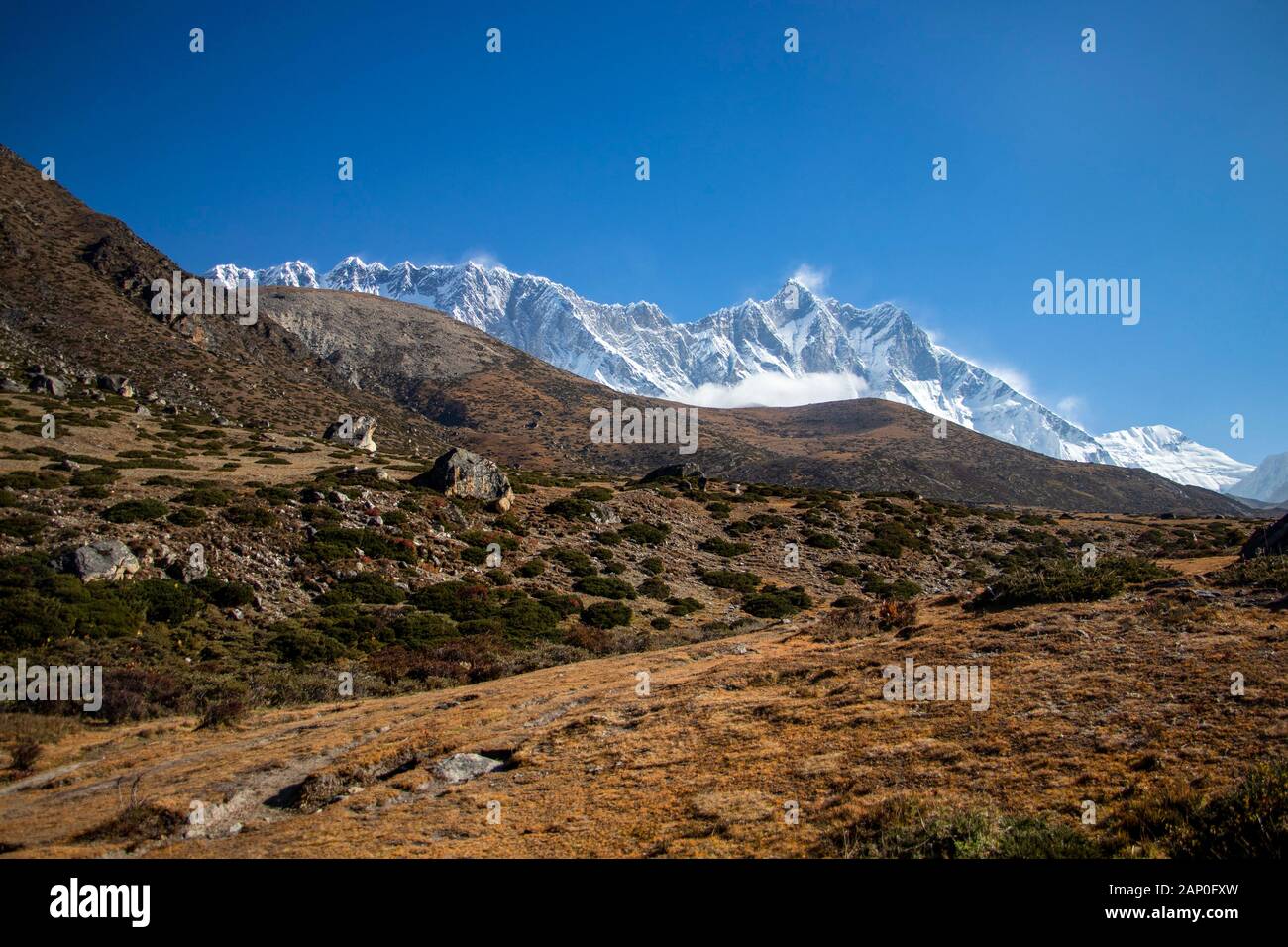 Valley and Mountains in the Himalayan area in Nepal Stock Photo - Alamy