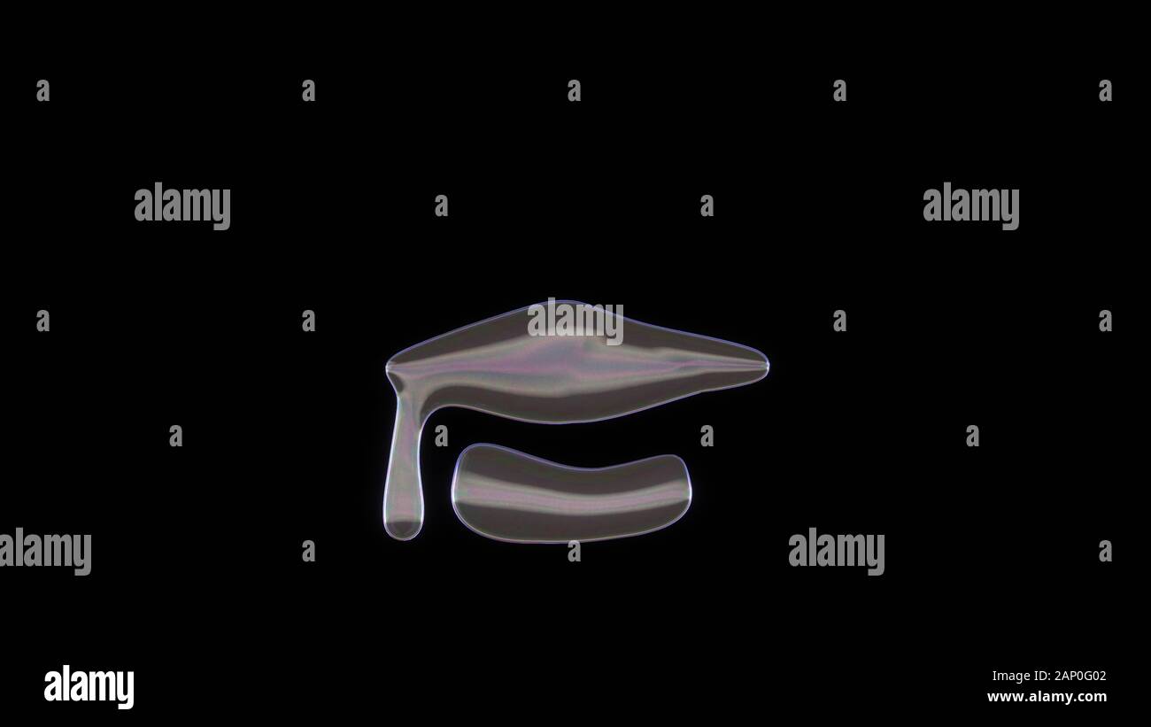 3D rendering of distorted transparent soap bubble in shape of symbol of ...