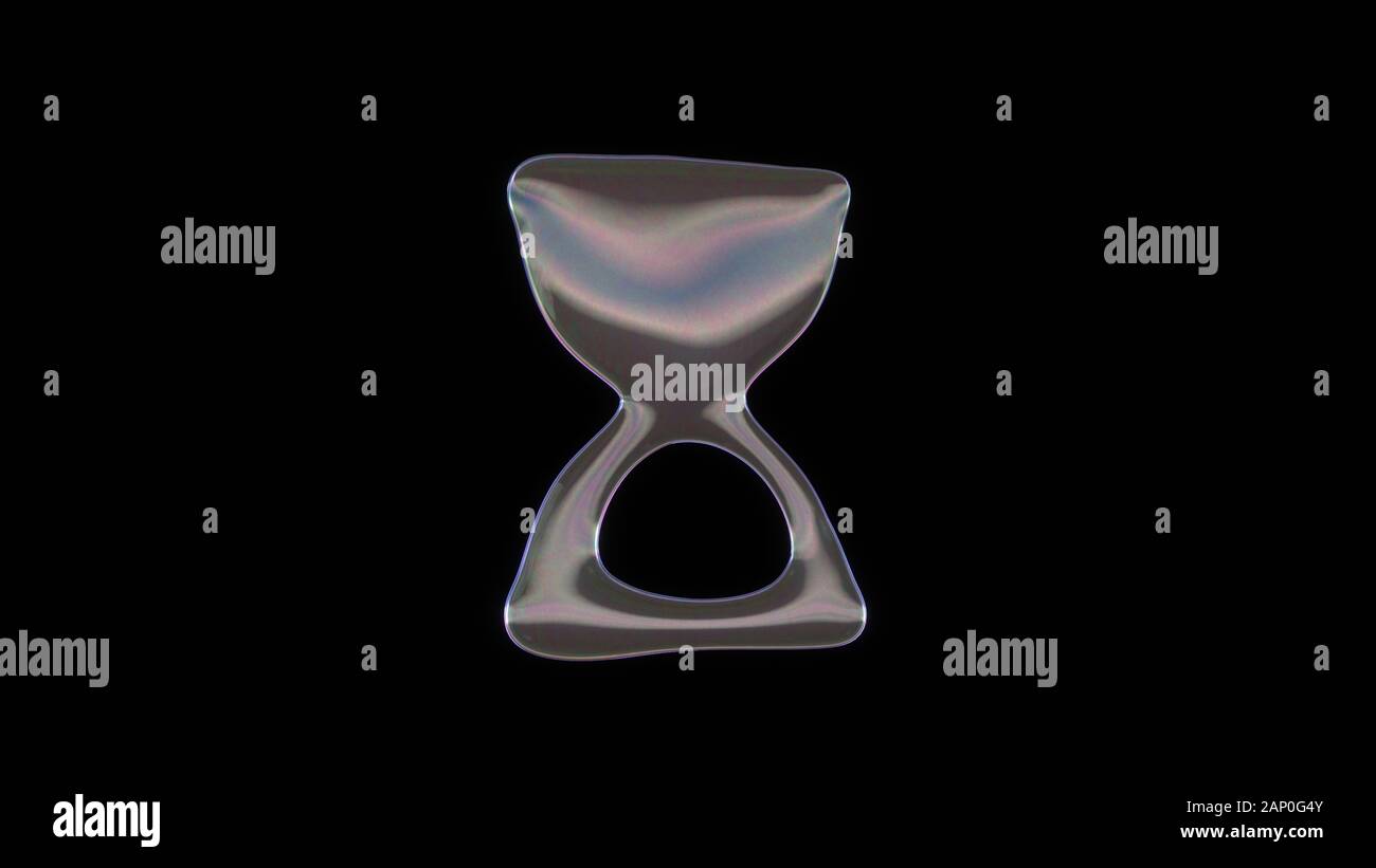 3D rendering of distorted transparent soap bubble in shape of symbol of ...