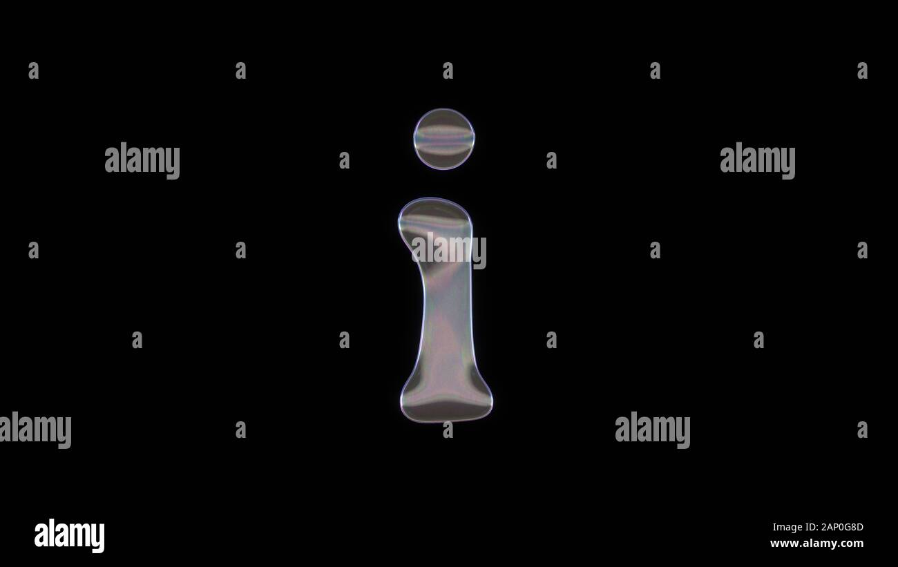 3D rendering of distorted transparent soap bubble in shape of symbol of ...