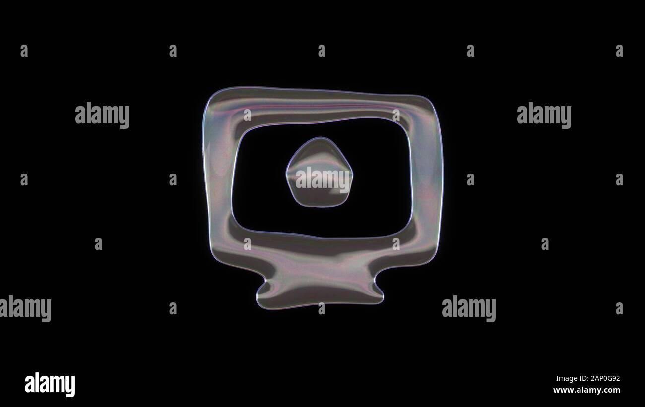3D rendering of distorted transparent soap bubble in shape of symbol of ...
