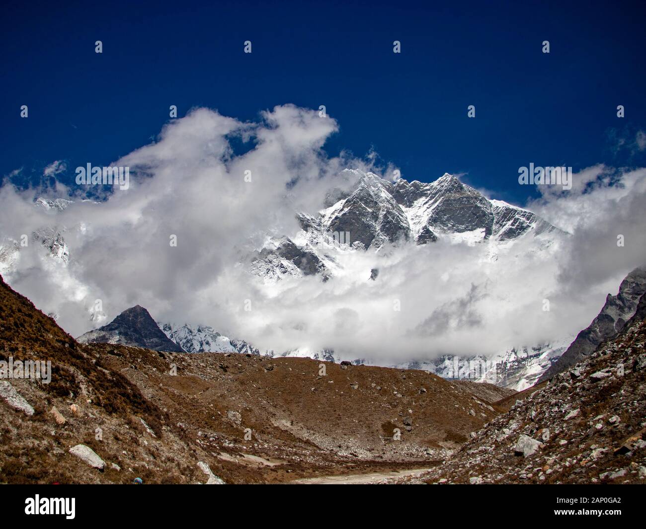 Valley and Mountains in the Himalayan area in Nepal Stock Photo - Alamy
