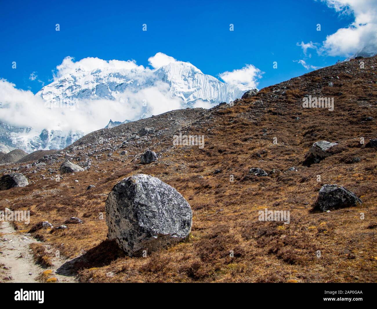 Valley and Mountains in the Himalayan area in Nepal Stock Photo - Alamy