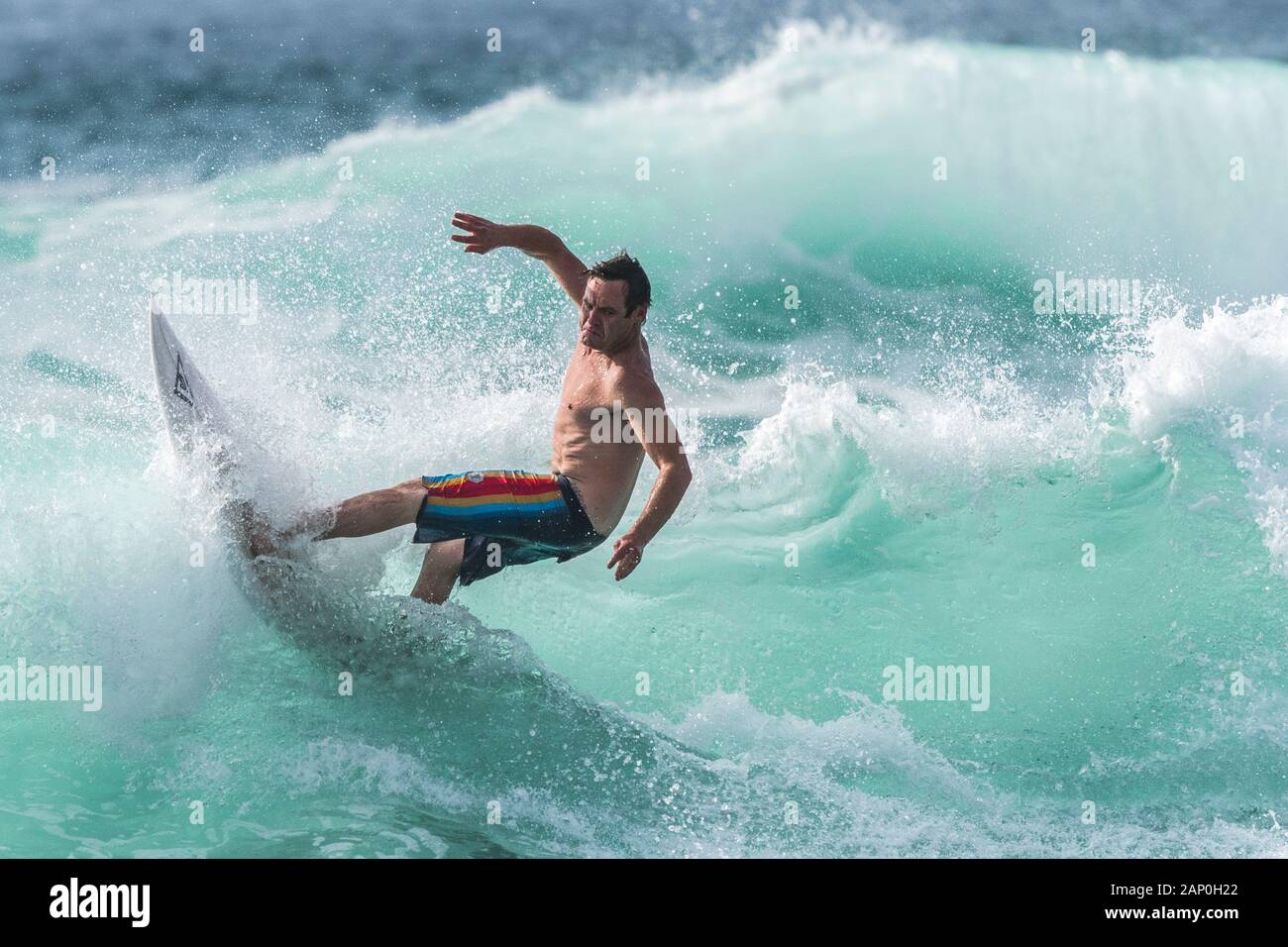 Spectacular surfing action at Fistral in Newquay in Cornwall Stock ...