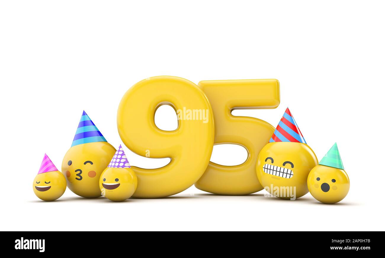 Number 95 emoji birthday party celebration. 3D Render Stock Photo - Alamy