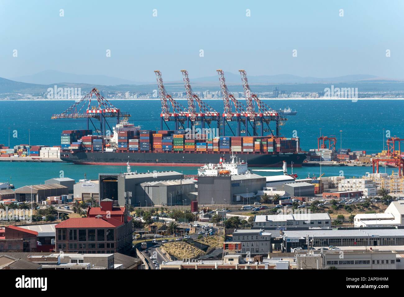Cape Town docks. December 2019. An overview of Cape Town port and docks ...