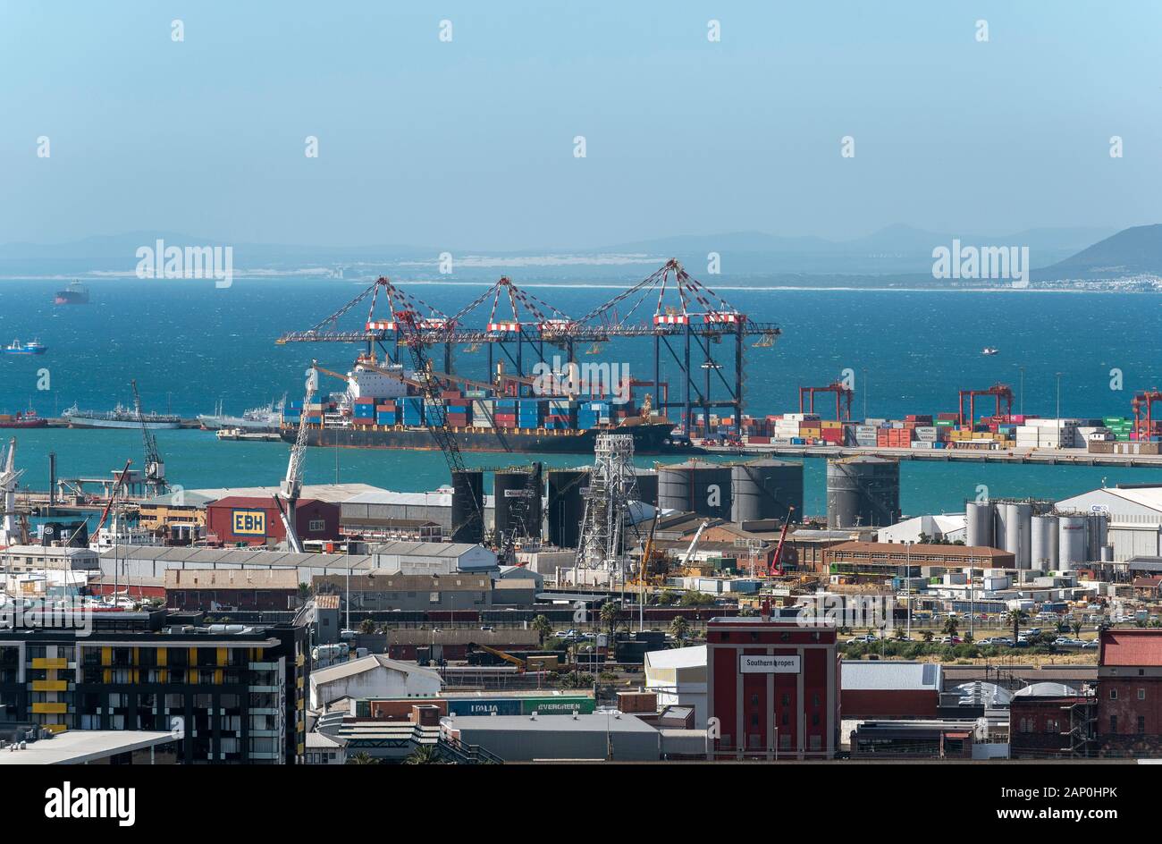 Cape Town docks. December 2019. An overview of Cape Town port and docks ...