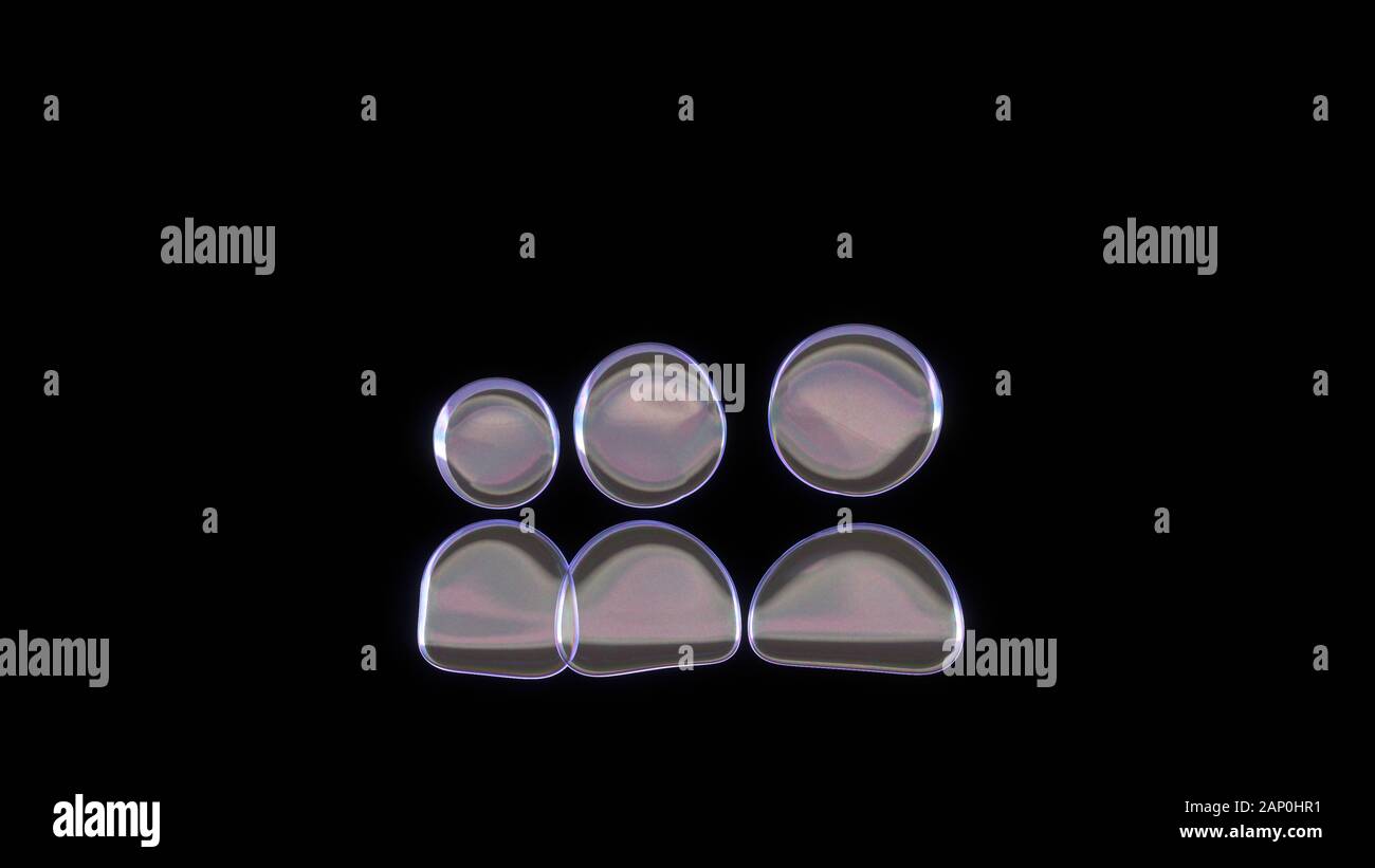 3D rendering of distorted transparent soap bubble in shape of symbol of ...