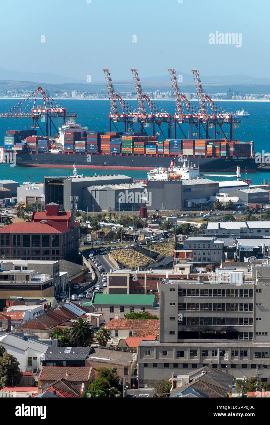 Cape Town docks. December 2019. An overview of Cape Town port and docks ...
