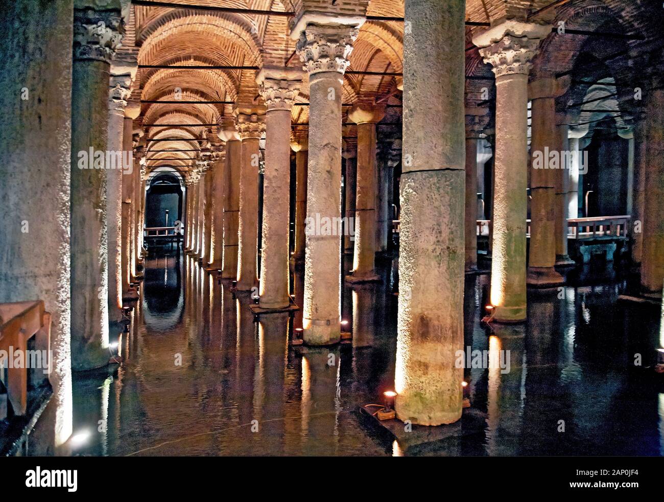 Endless rows of columns at the Basilica Cistern in Istanbul, Turkey ...