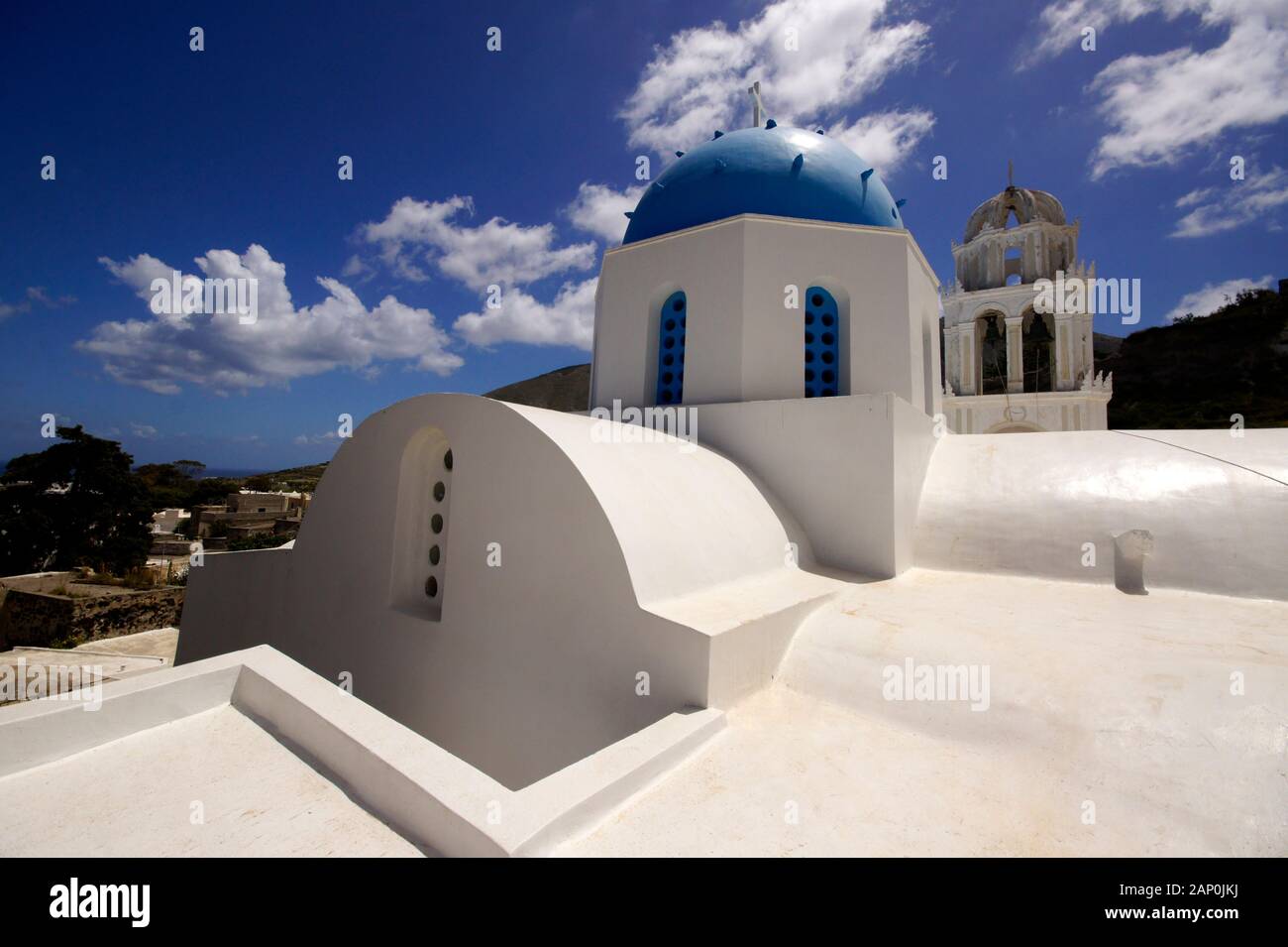Chapel rooftop in Santorini Stock Photo - Alamy