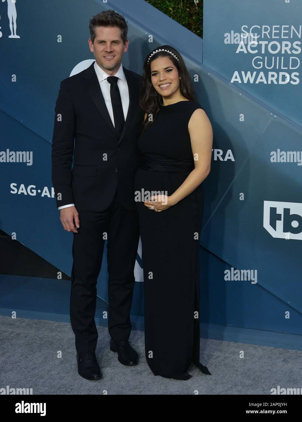 Los Angeles, USA. 19th Jan, 2020. Ryan Piers Williams, America Ferrera ...