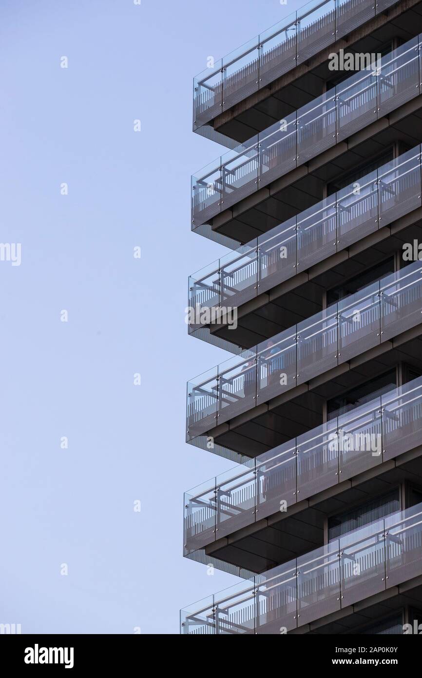 The background of the window of a multi-storey building is shot closeup ...