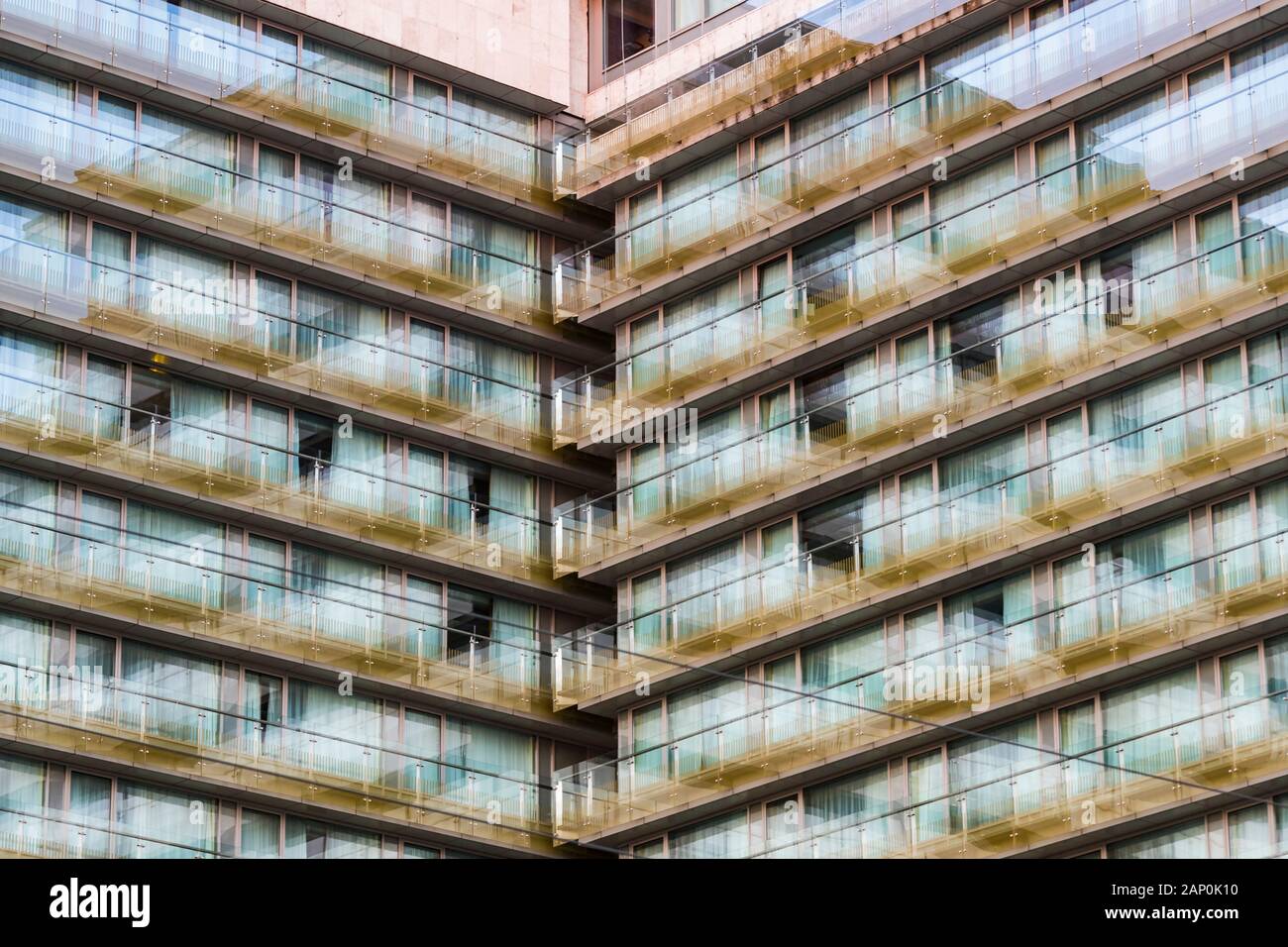 The background of the window of a multi-storey building is shot closeup ...
