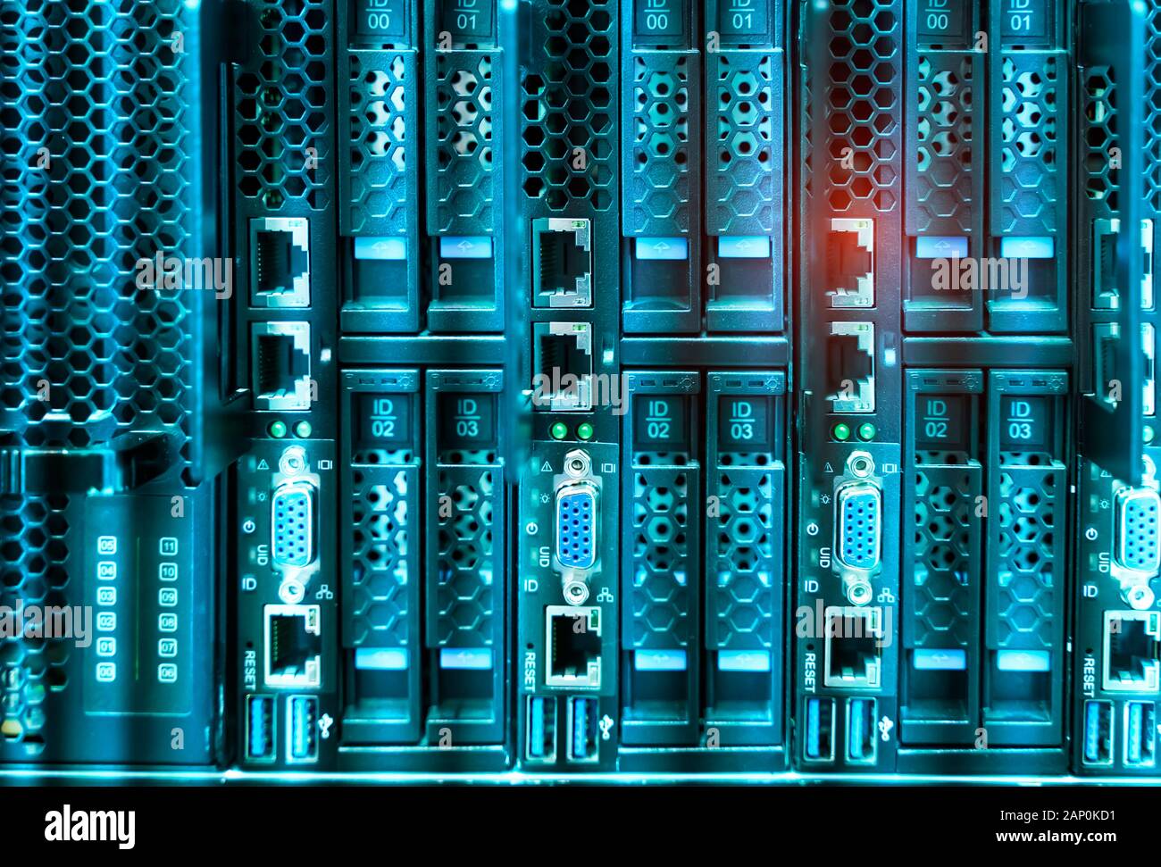 Panel modern servers in the data center vertical Stock Photo - Alamy