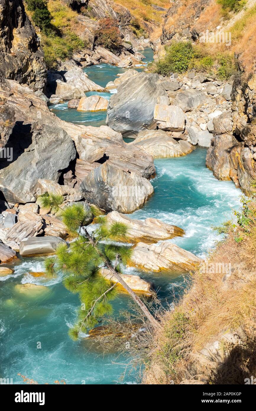 A river gorge in the Himalayan region of Dolpo, Nepal on theLower Dolpo ...