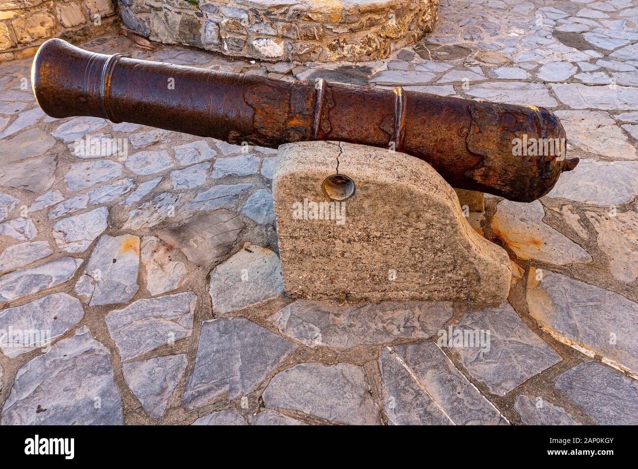 pirate ancient iron cannon inside fortress Stock Photo - Alamy