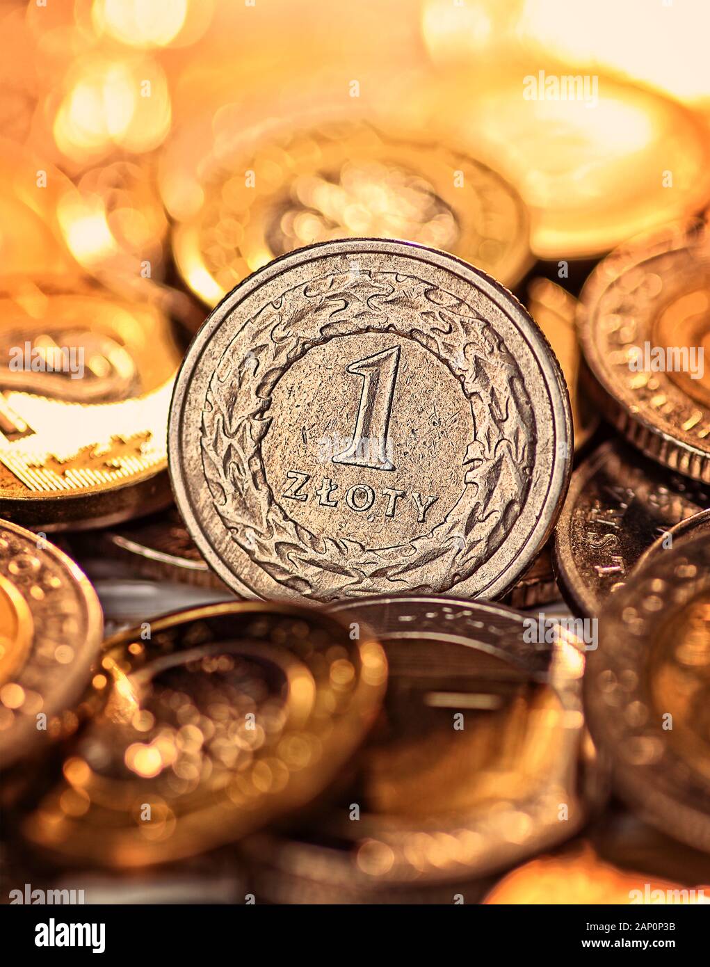 Polish currency - 1 zloty coin Stock Photo - Alamy
