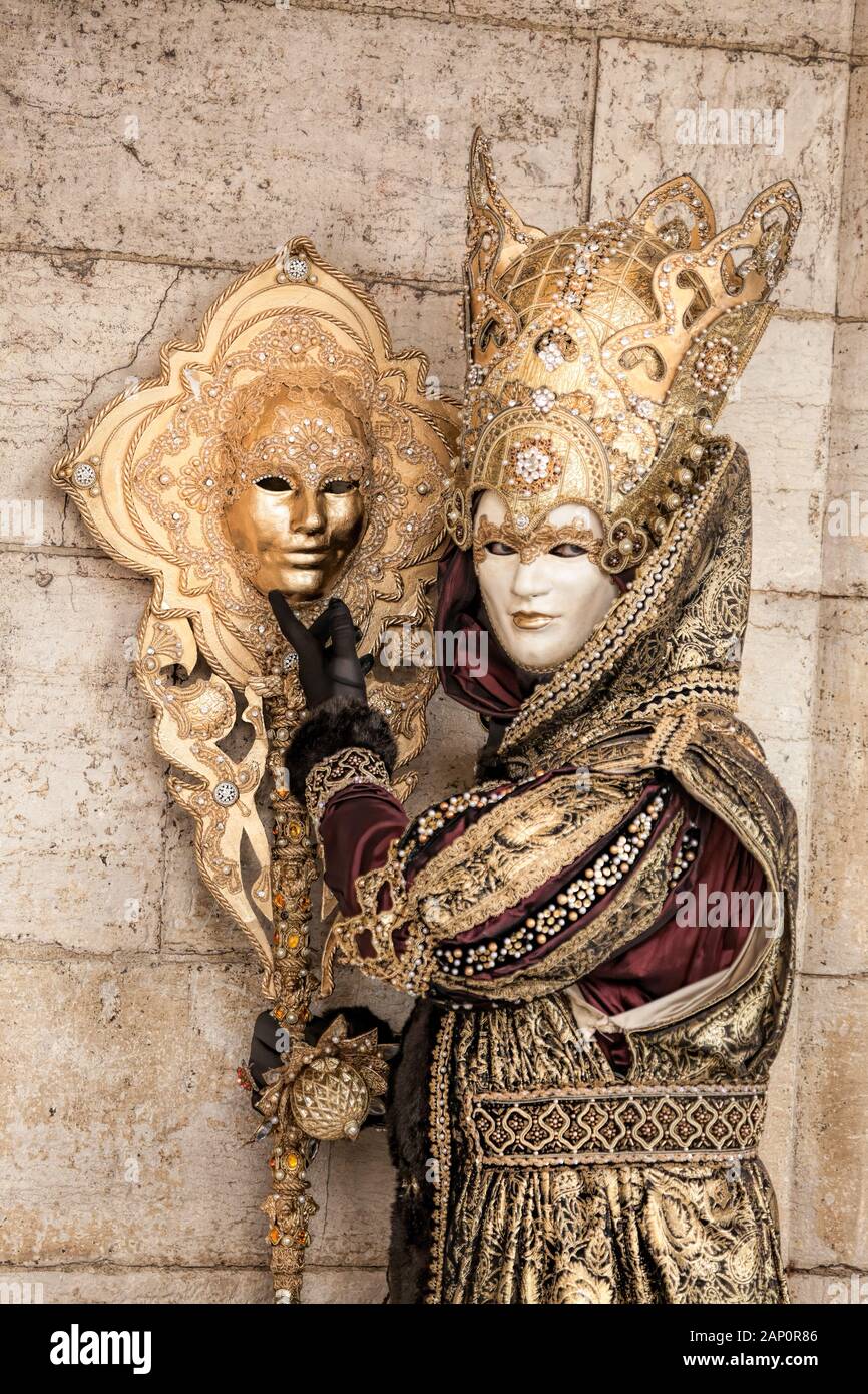 Colorful carnival masks at a traditional festival in Venice, Italy ...
