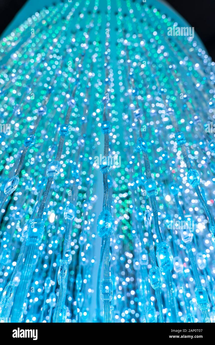 multicolored city led lights beams Stock Photo - Alamy