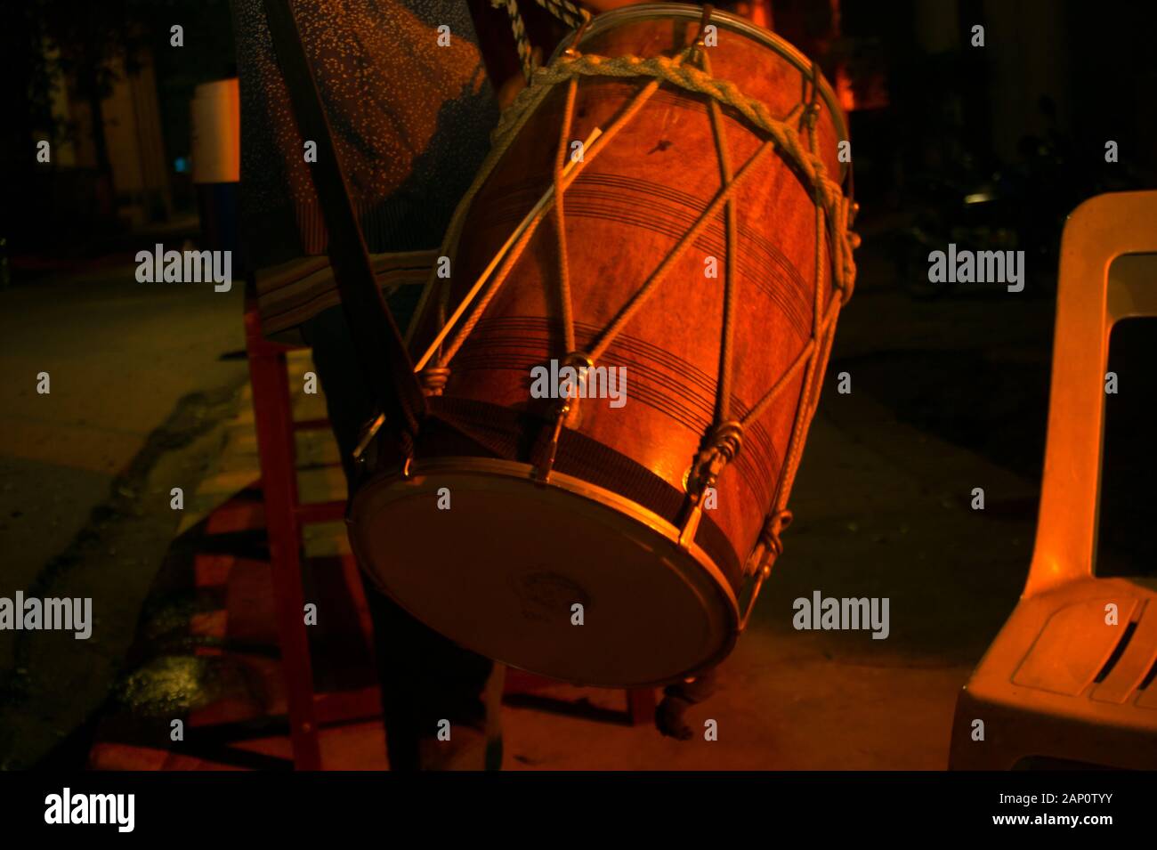 Gurgaon, India, Circa 2020 - Photograph of a Drum or a Dhol carried ...