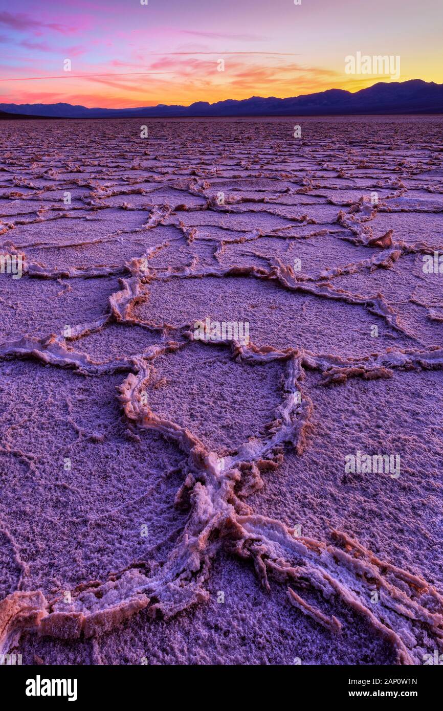 Salt crusts at the Badwater Basin salt flats in the Death Valley Death ...