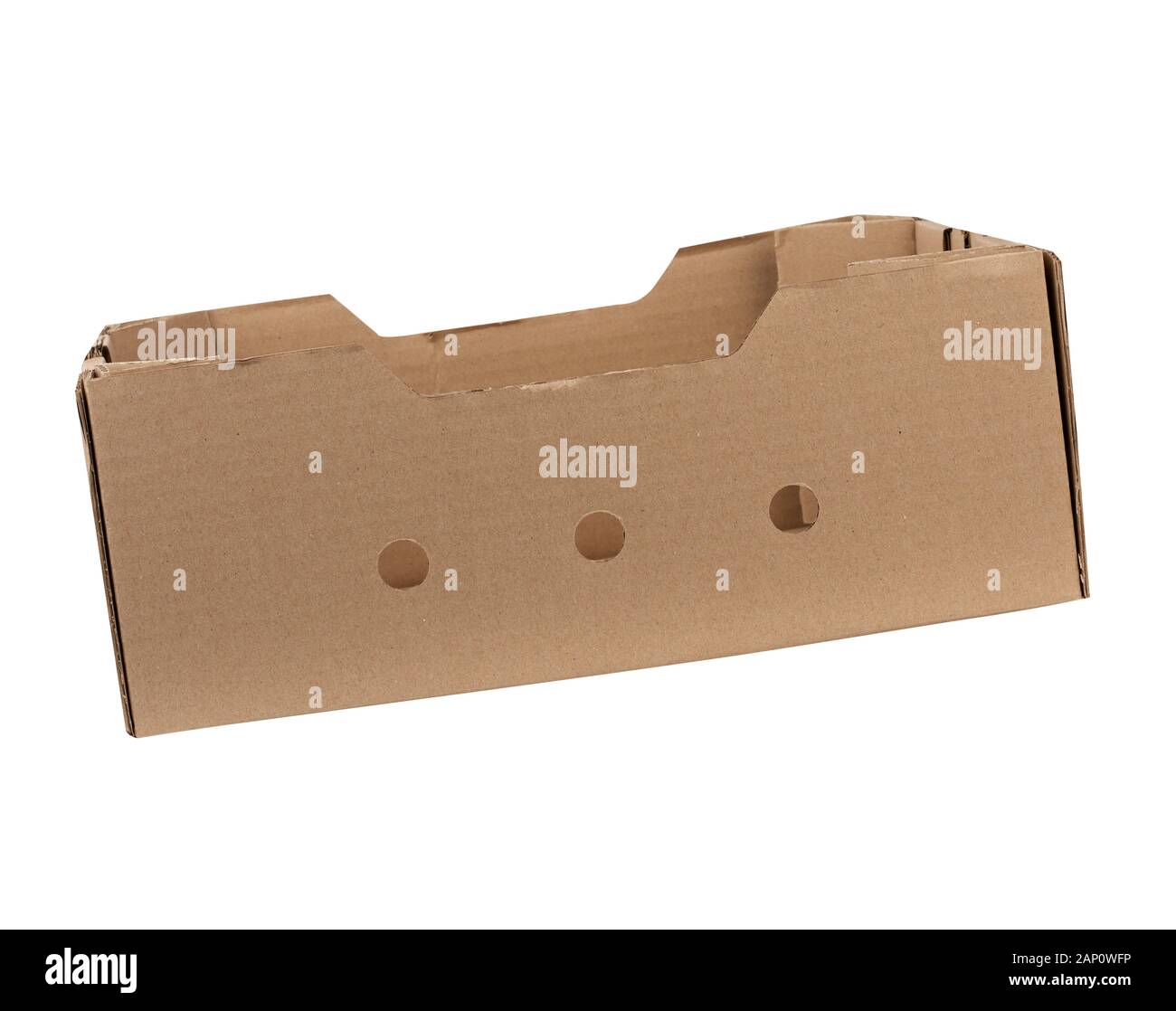 rectangular empty cardboard box of brown paper on a white background ...
