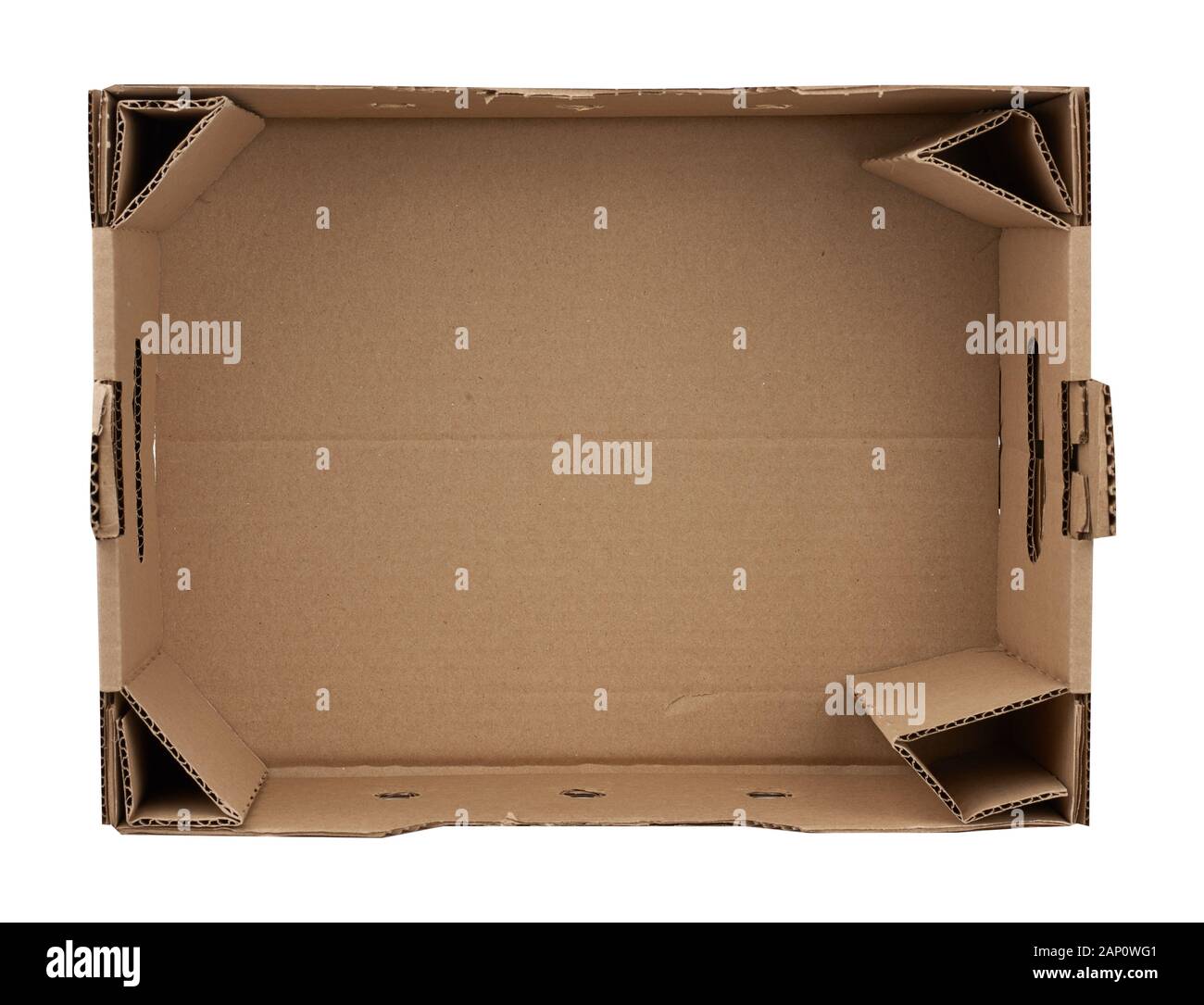 rectangular empty cardboard box of brown paper on a white background ...