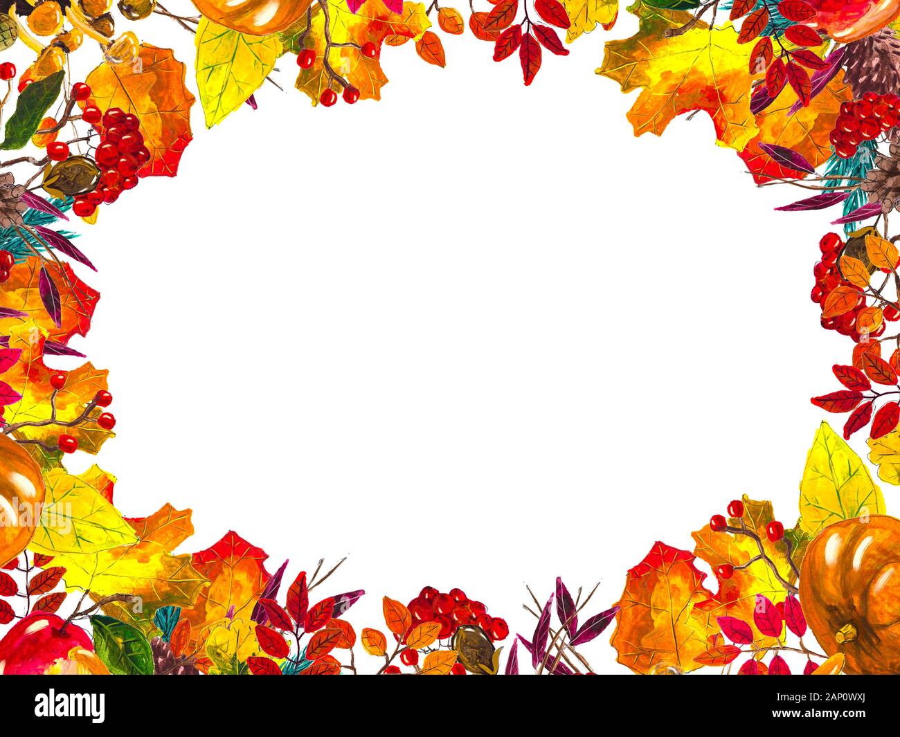 Autumn leaves border. Watercolor hand drawn frame Stock Photo - Alamy