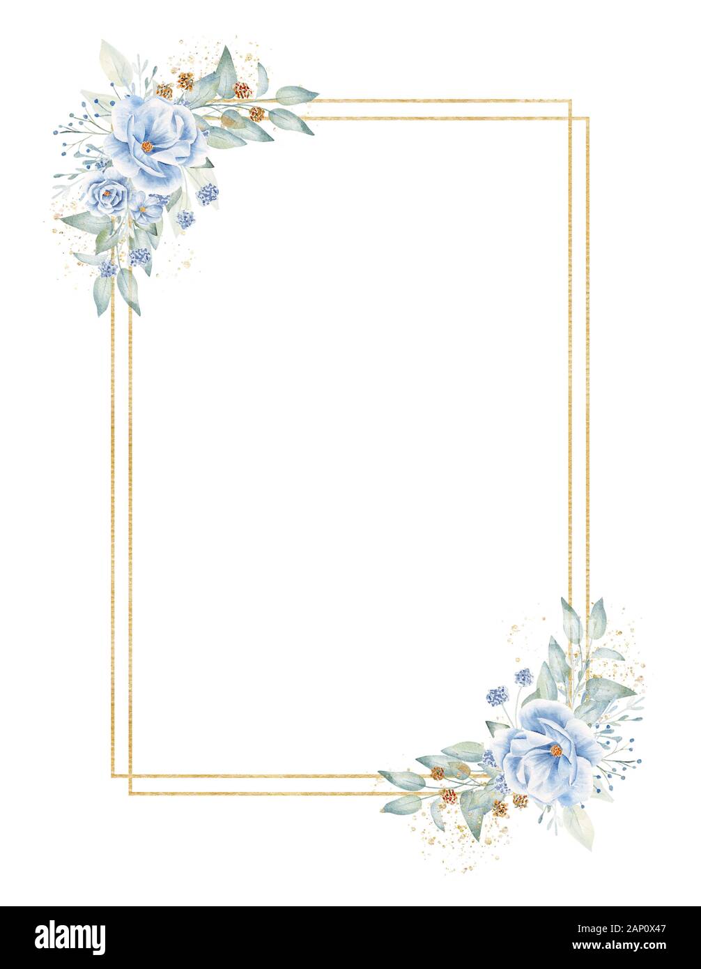 Rectangular frame with floral elements hand drawn raster illustration ...