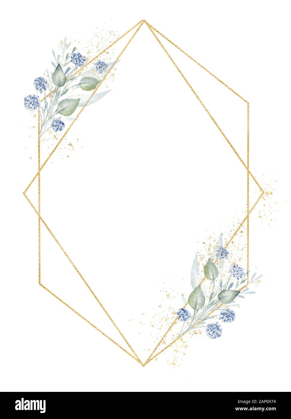 Geometric angular frame with floral elements hand drawn raster ...