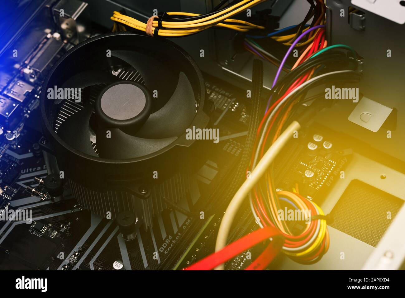 Details of a laptop computer. Computer circuit board and processor ...