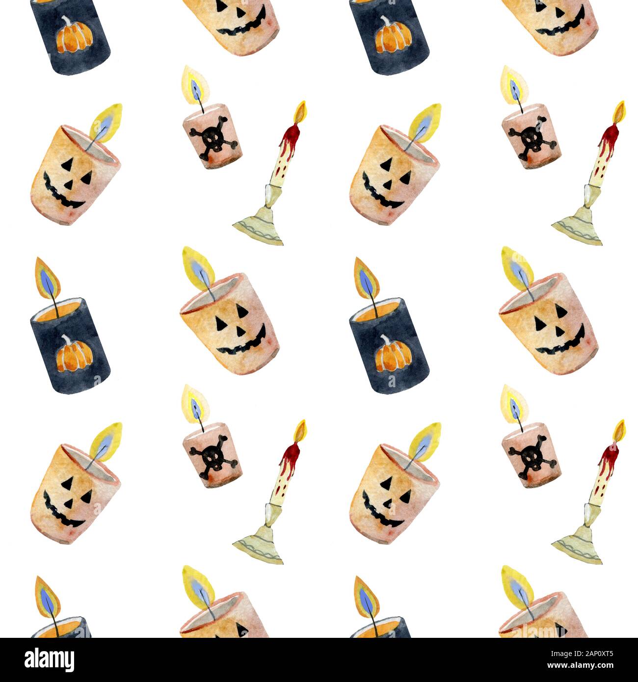 Halloween horror pattern with with flying candles. Scandinavian style ...